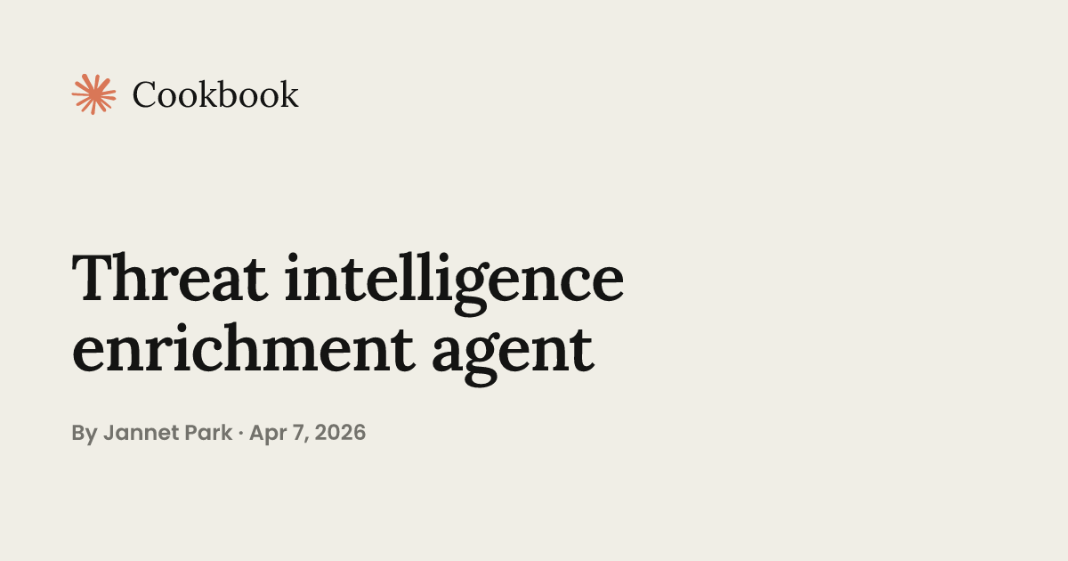 Threat intelligence enrichment agent | Claude Cookbook