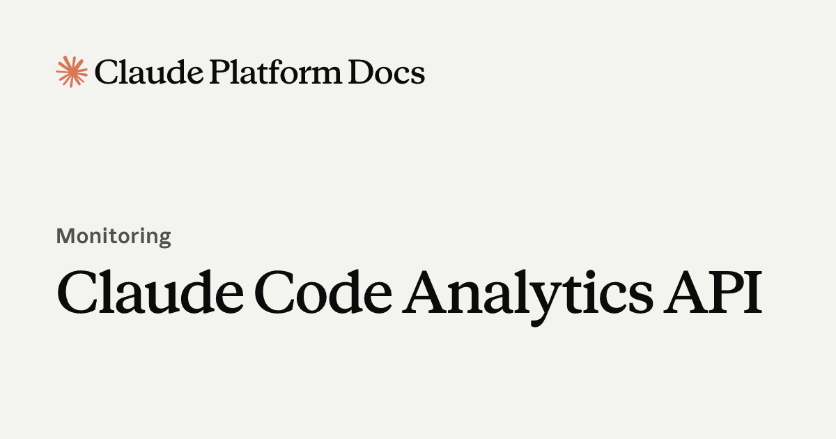 Claude Code Analytics API - Claude Platform Docs