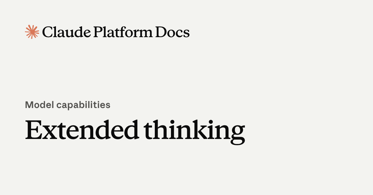 Extended thinking - Claude Platform Docs