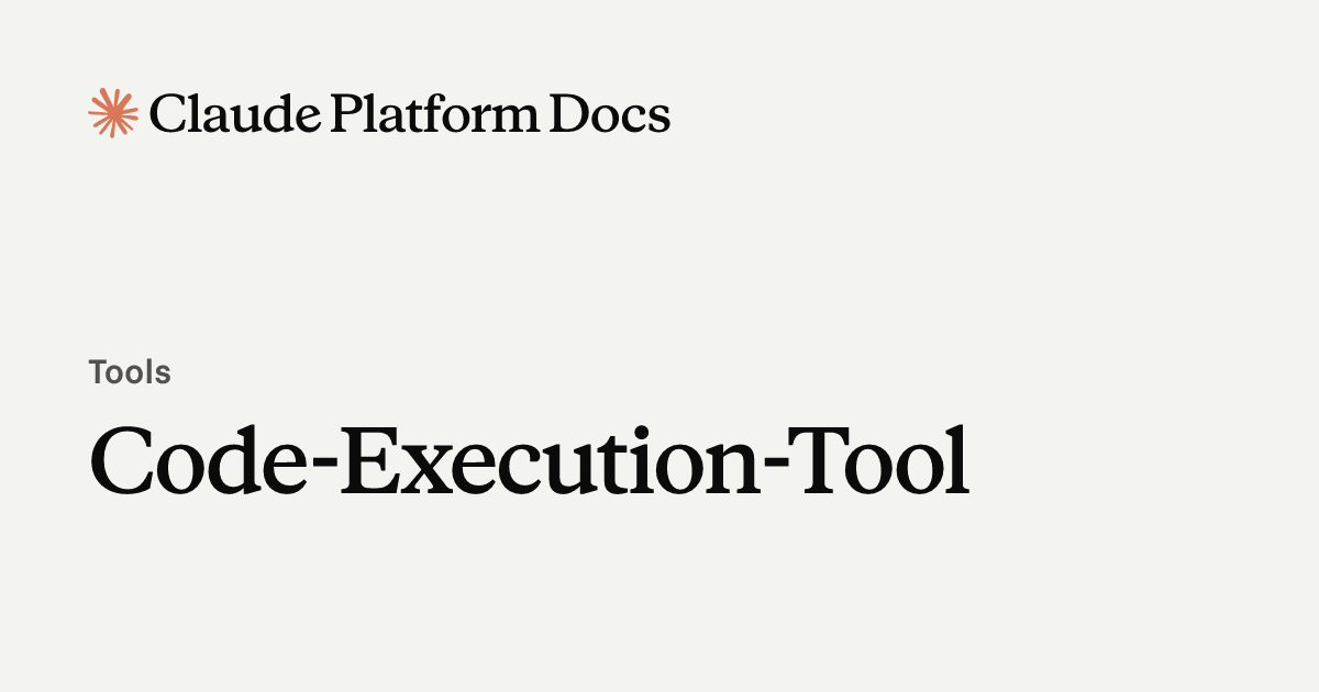 Code-Execution-Tool - Claude API Docs
