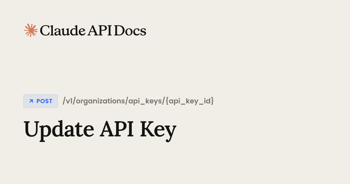 Update API Key - Claude API Reference