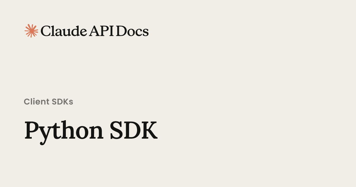 Python SDK - Claude API Docs