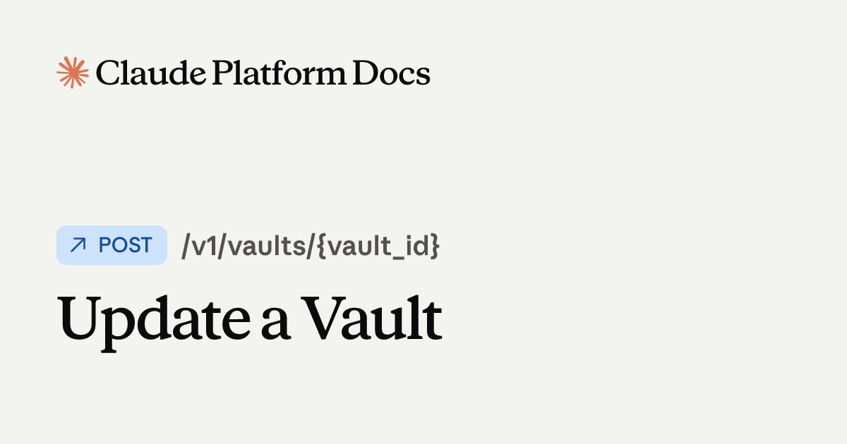 Update Vault - Claude API Reference