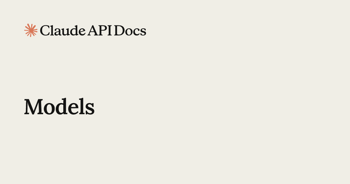 Models - Claude API Reference