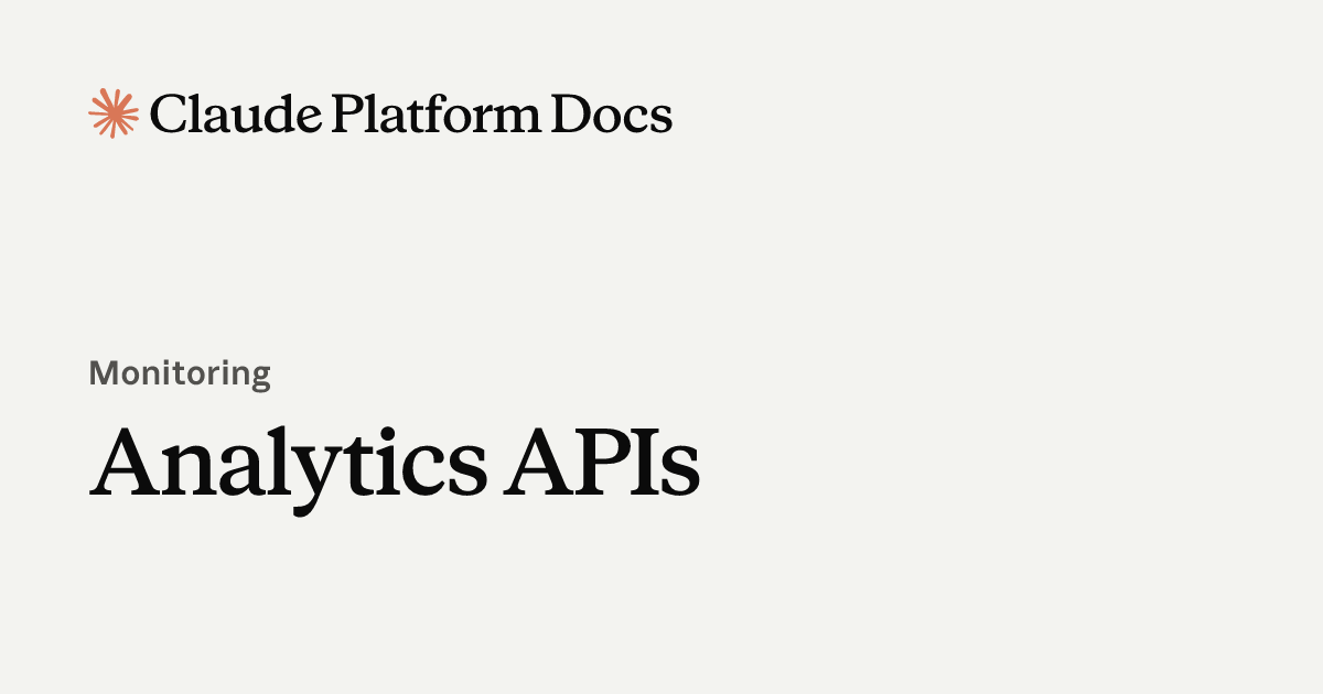 Analytics APIs - Claude Platform Docs