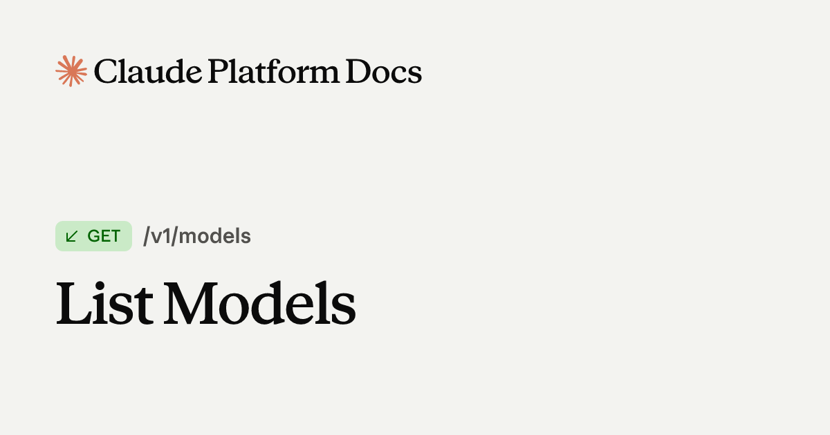List Models - Claude API Reference