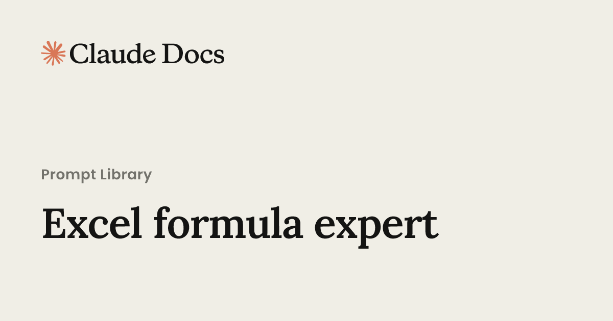 Excel formula expert - Claude Docs