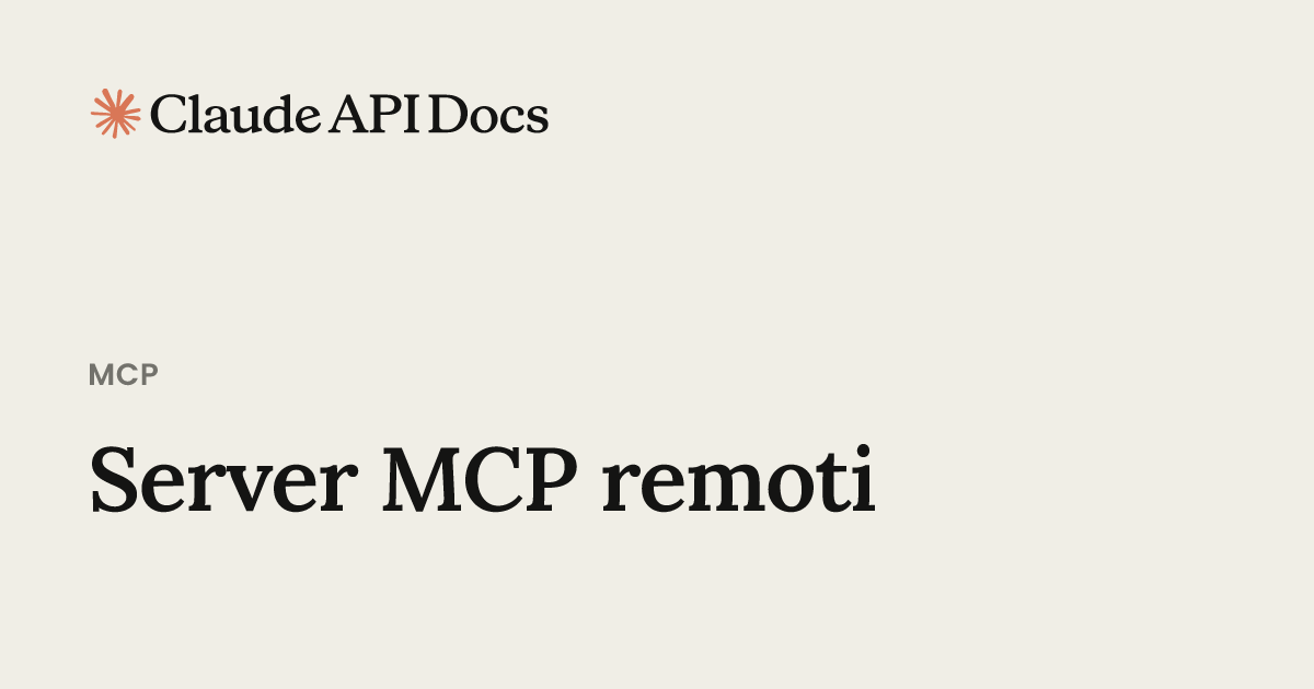 Server MCP remoti - Claude API Docs
