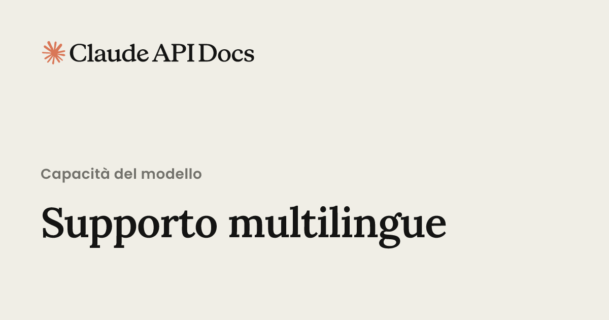 Supporto multilingue - Claude API Docs