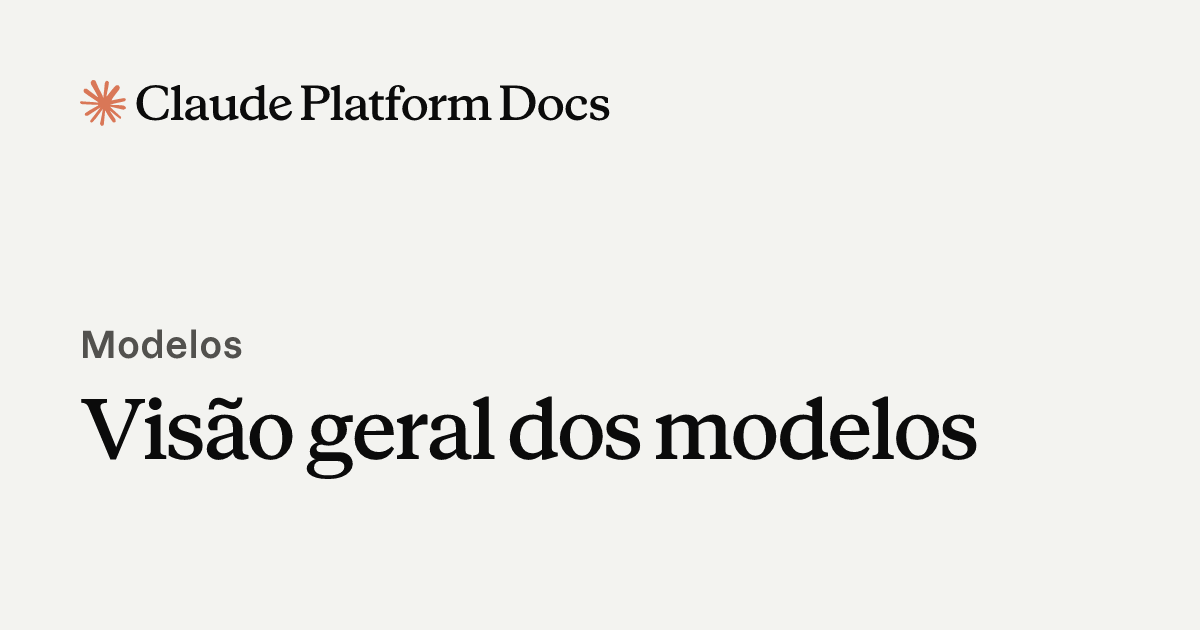 Visão geral dos modelos - Claude Platform Docs